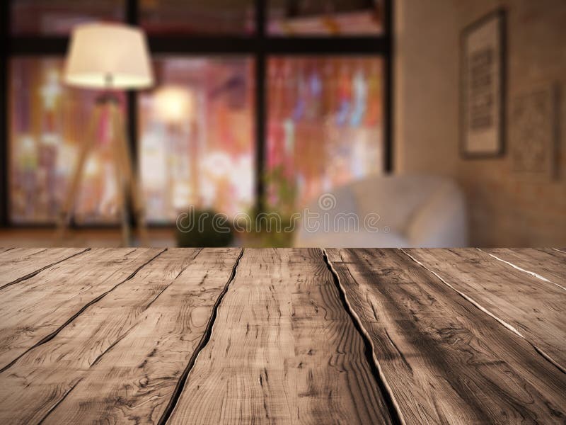 Table Background Interior of Modern Living Room 3D Rendering Stock ...