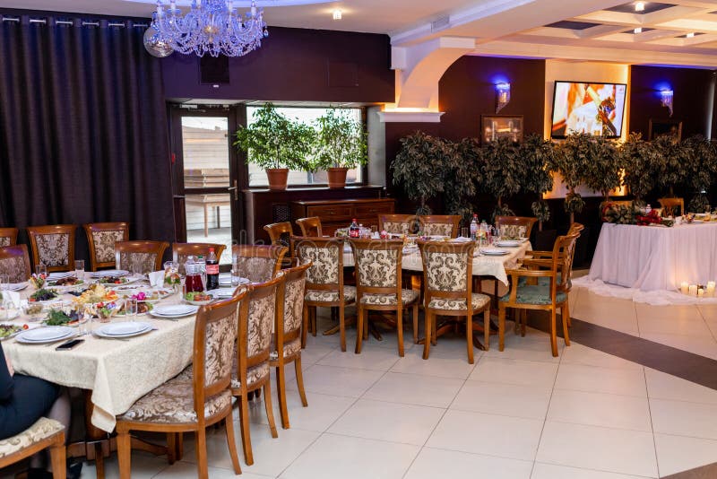 A Table in the Banquet Hall of the Restaurant at the Celebration Stock ...
