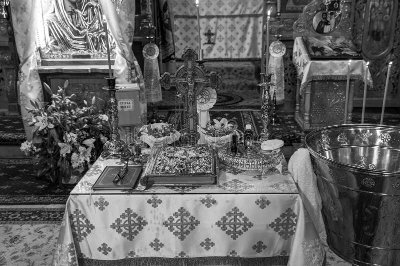 A Table with Items for an Orthodox Baptism Editorial Image - Image of ...