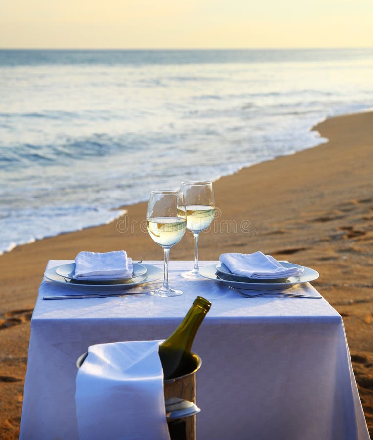Table on beach stock image. Image of clean, banquet, blue - 28585993