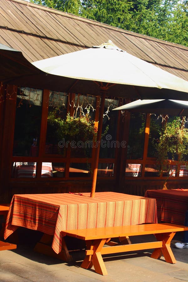 Table with bench stock photo. Image of relax, wood, outside - 48288132