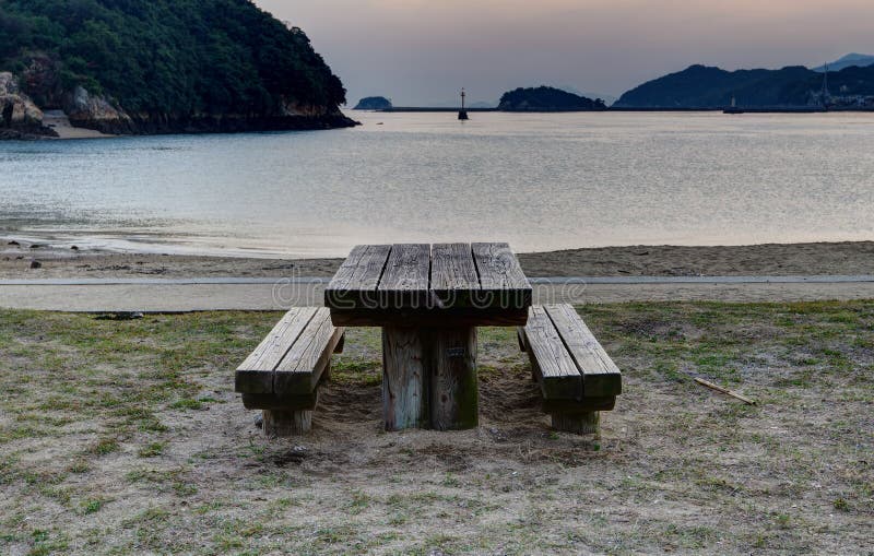 Table and benches stock photo. Image of coast, fukuyama - 36187788