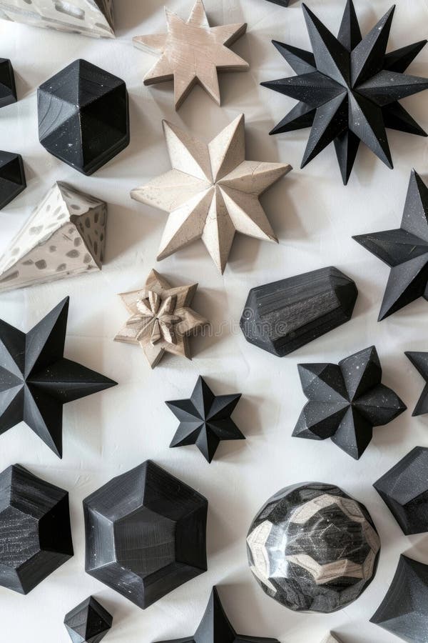 Table with Black and White Paper Stars, Great for Party Decorations ...