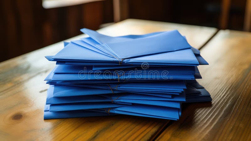 Table blue envelope stock illustration. Illustration of stationery ...