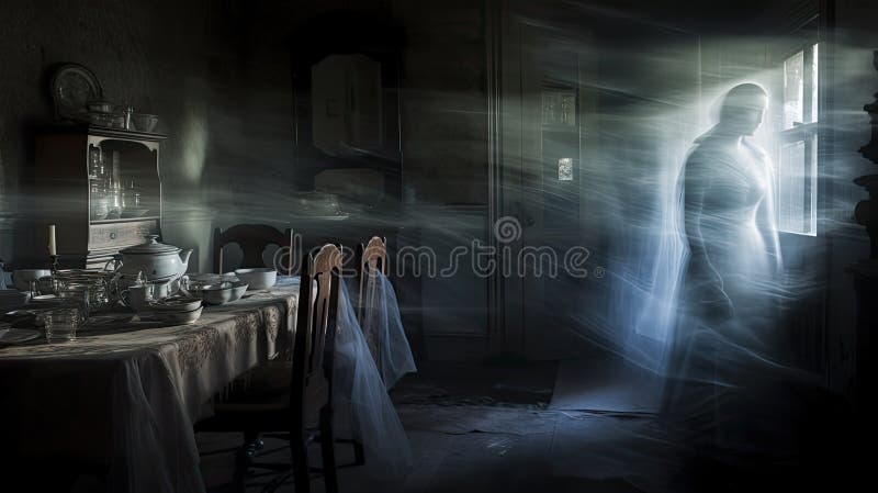 Table Blurred Haunted House Interior Stock Illustration Illustration