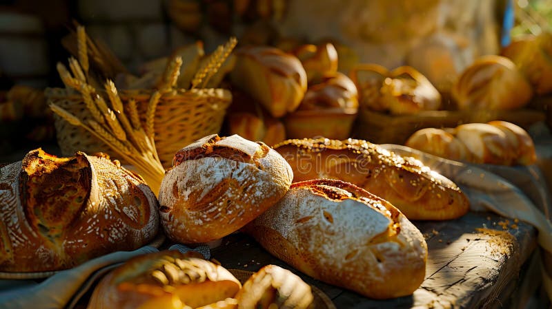 A table with bread on it stock photo. Image of roll - 326140896
