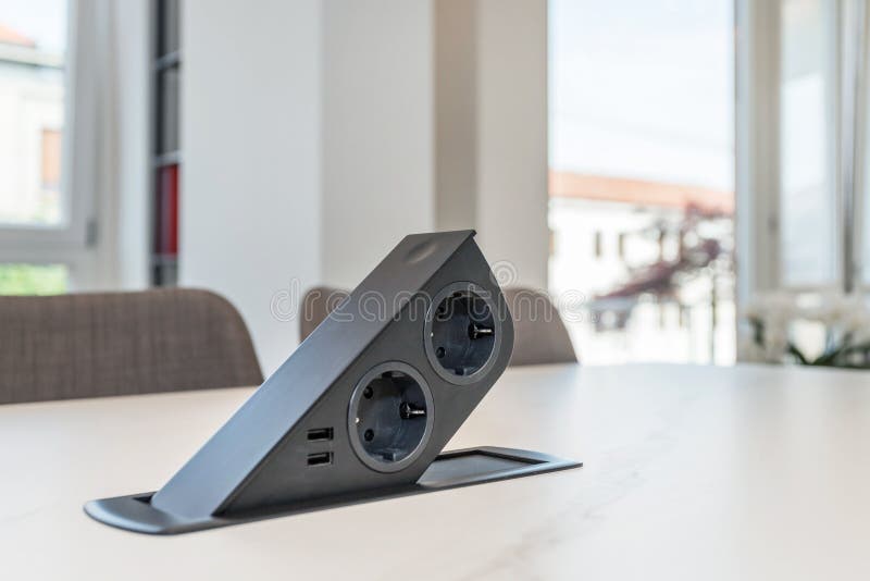 Table built-in socket stock photo. Image of connection - 348965888