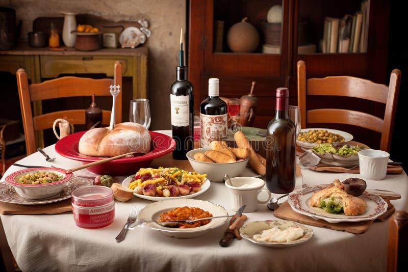 A Table with a Bunch of Food on it. AI Generative Image Stock ...