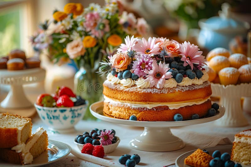 A Table with Cakes, Cupcakes and Other Desserts Stock Image - Image of ...