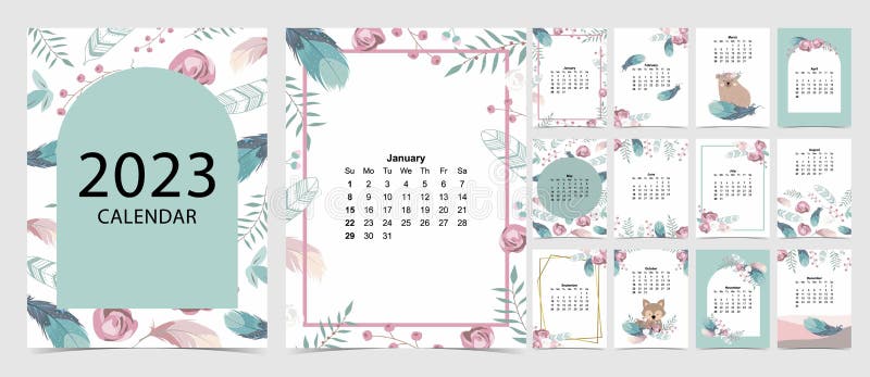 2023 Table Calendar Week Start on Sunday with Color that Use for ...