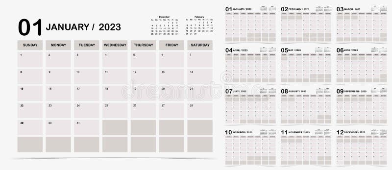 2023 Table Calendar Week Start on Sunday with Color that Use for ...