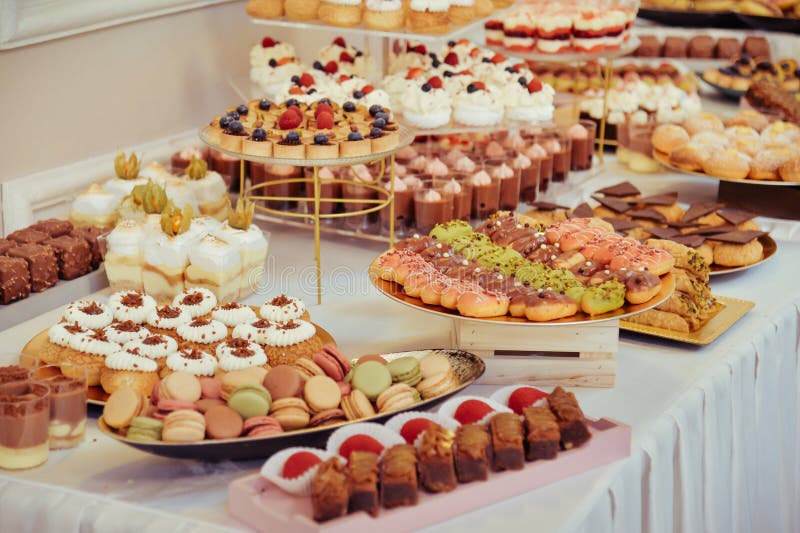 Candy Bar on a Party Reception Stock Image - Image of party, bridal ...