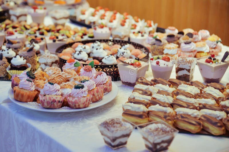 Candy Bar on a Party Reception Stock Photo - Image of dish, dessert ...
