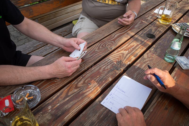 At the Table Cards are Played and the Points are Written Down Stock ...