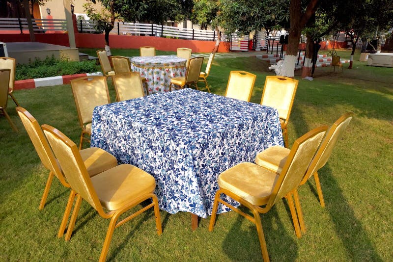 Table and Chair Arrangement in Open Space for Wedding Event Stock Photo ...