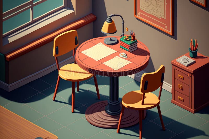 Table Chair in the Class Room Stock Illustration - Illustration of ...