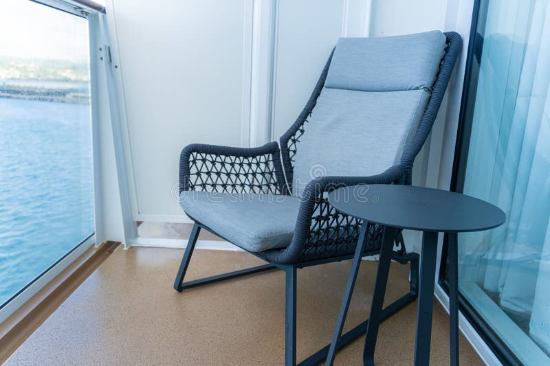 Table and Chair on a Cruise Ship Balcony Stock Photo - Image of ...