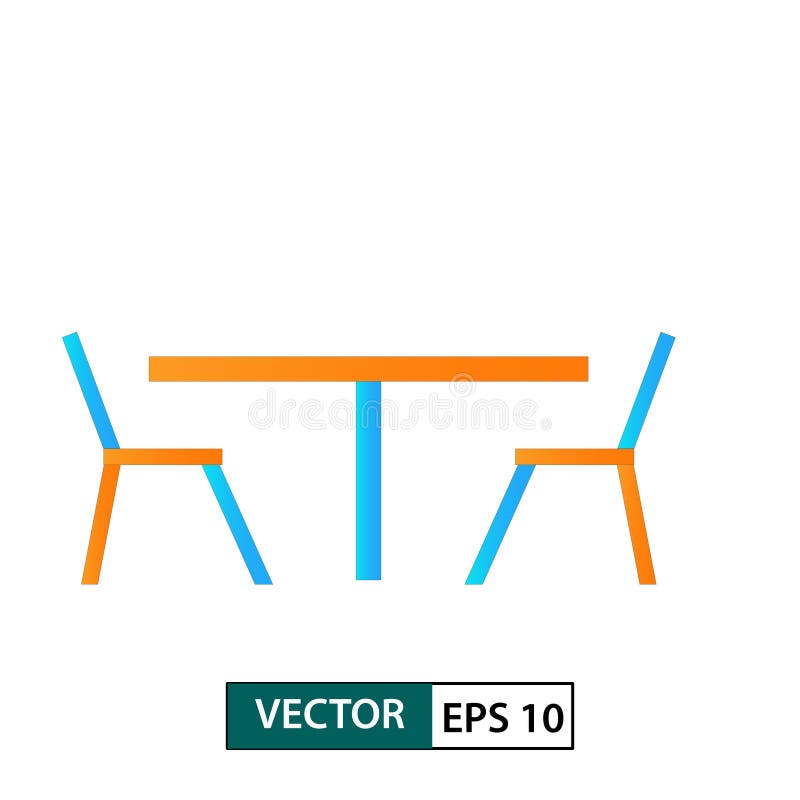 Table and Chair Icon Vector. Colour Style. Isolated on White. Vector ...