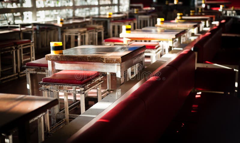 Table and Chair Interior of Club in Evening Time Stock Photo - Image of ...