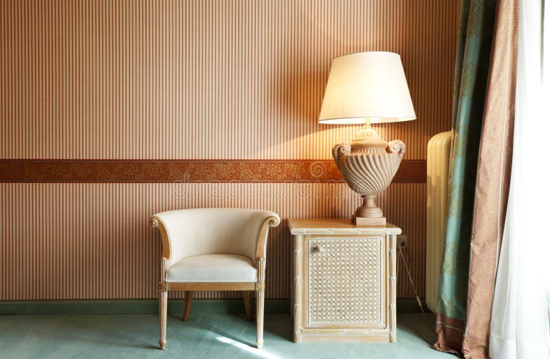 Table,chair,lamp stock image. Image of wall, suite, light - 21592991