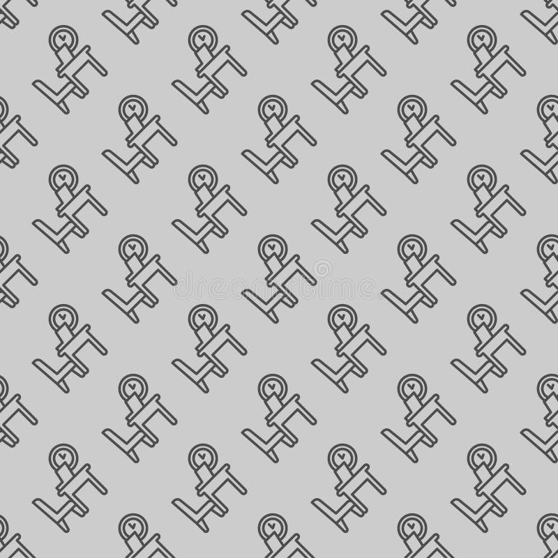 Table with Chair and Laptop Line Seamless Pattern, Remote Work Theme ...