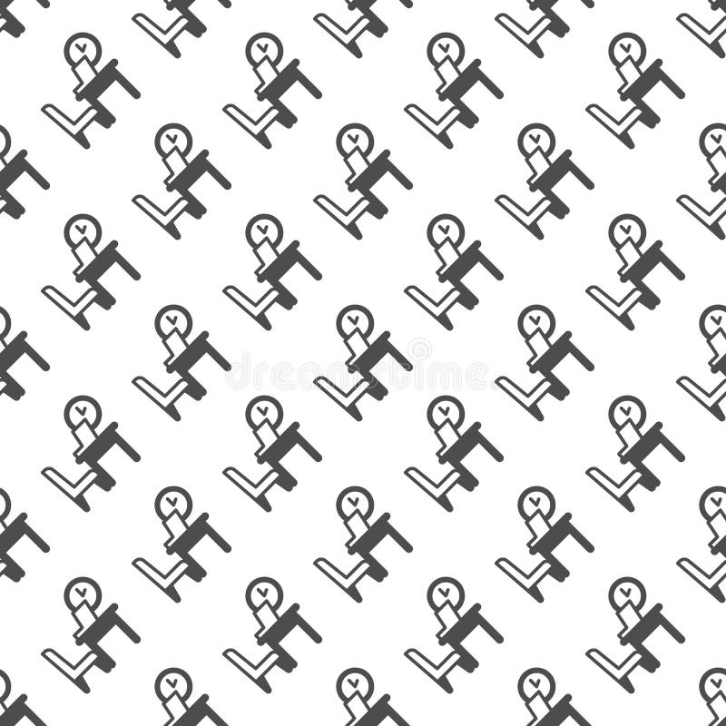 Table with Chair and Laptop Solid Seamless Pattern, Remote Work Theme ...