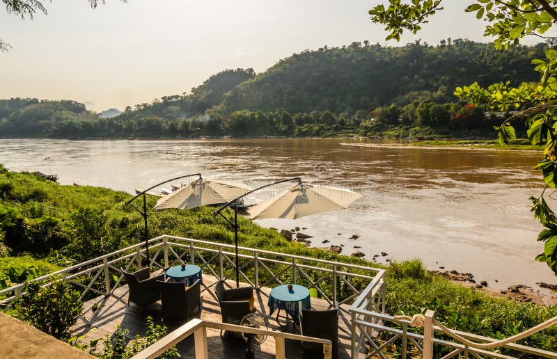 Table and Chair Outdoor Riverside Dinner Stock Photo - Image of outdoor ...