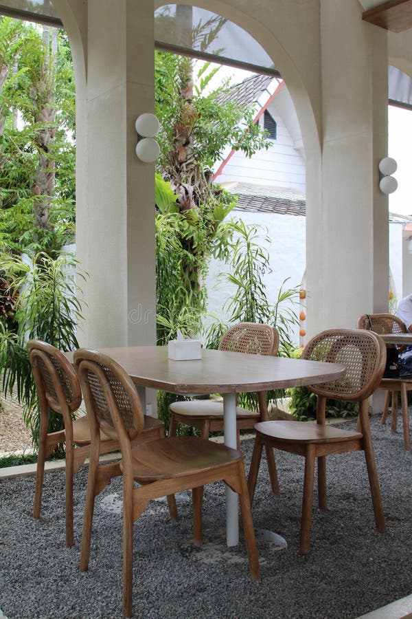 Table and Chair in the Restaurant Stock Photo - Image of wooden ...