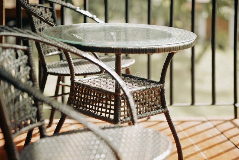 Table Chair on Terrace Balcony Stock Image - Image of holiday, vacation ...