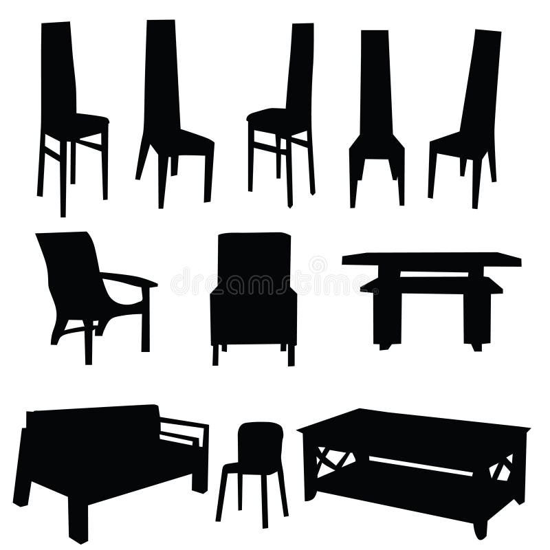 Table and Chair Vector Black Stock Vector - Illustration of concept ...