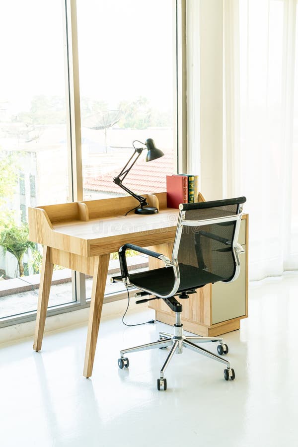 Table and Chair for Working Space at Home Stock Image - Image of book ...