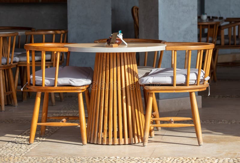 Table with Chairs in a Cafe. I Stock Photo - Image of light, white ...