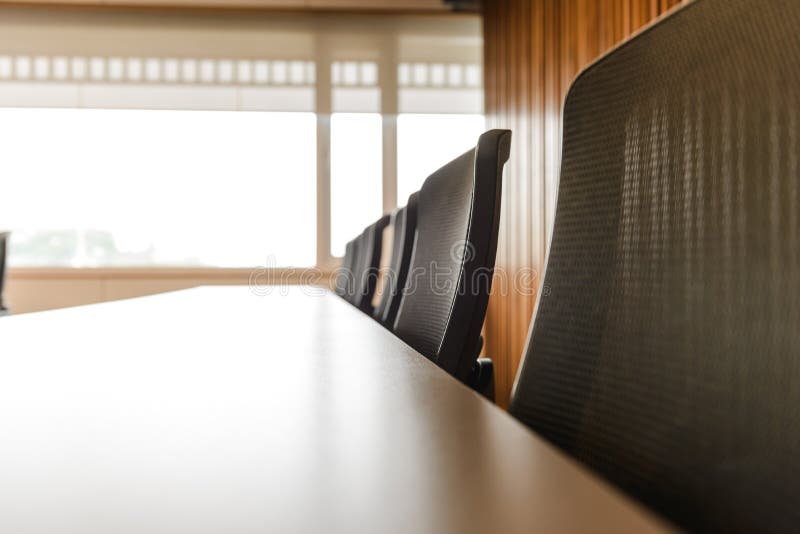 Table and Chairs in Empty Business Conference Room Interior Stock Photo ...