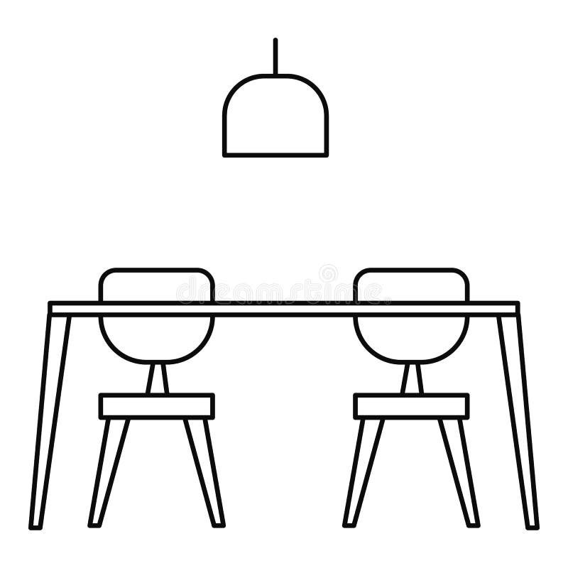 Table And Chairs Icon, Outline Style Stock Illustration - Illustration ...