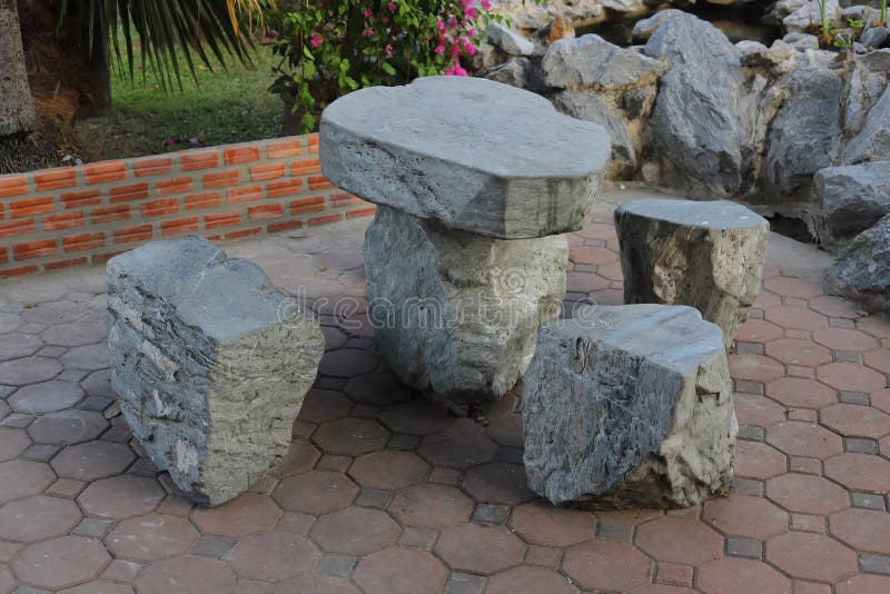 Table and Chairs Made of Stone Editorial Photo - Image of making, chair ...