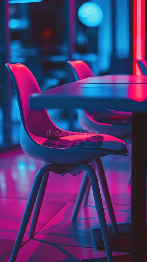 Table Chairs Restaurant Neon Lights Ai Stock Photos - Free & Royalty ...
