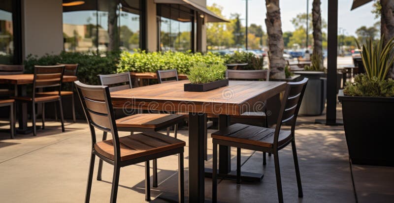 Table and Chairs for a Restaurant in a Parking Lot Stock Image - Image ...