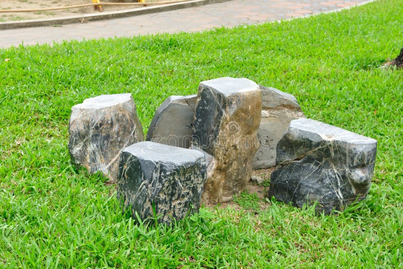 Table and Chairs Set Made from Rock. Stock Image - Image of rest ...