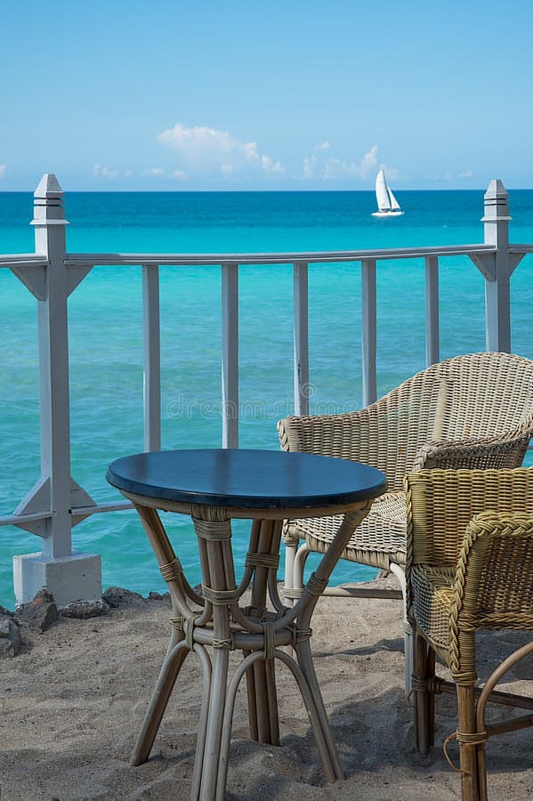 Table and Chairs Set for Ocean View Stock Image - Image of cafe, cuba ...