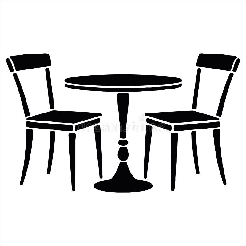 Table and Chairs Silhouette Vector Set Design with a White Background ...