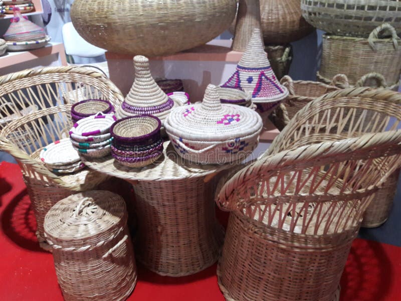 A Table ,chairs and Some Kitchen and Home Utensils Made of Cane Stock ...