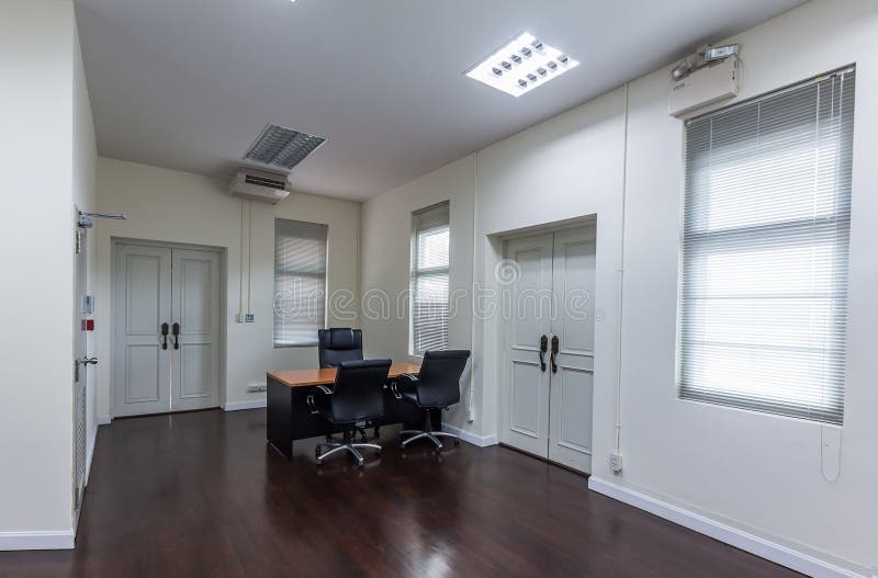 Table and Chairs in Working Room Stock Image - Image of black, room ...