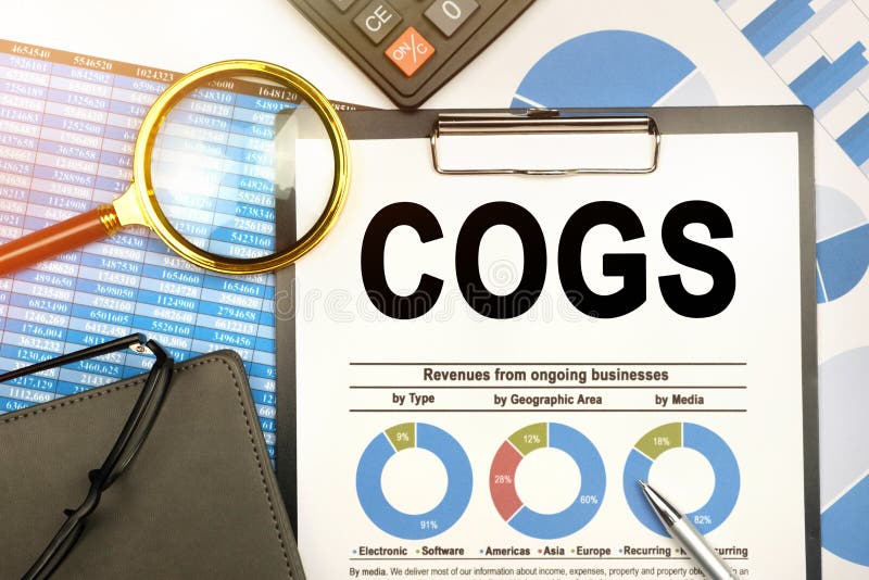 On the Table are Charts with Reports, a Notebook, a Magnifying Glass ...