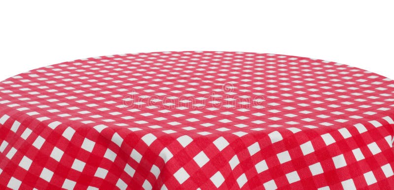 Table with Checkered Tablecloth Isolated on White Stock Photo - Image ...
