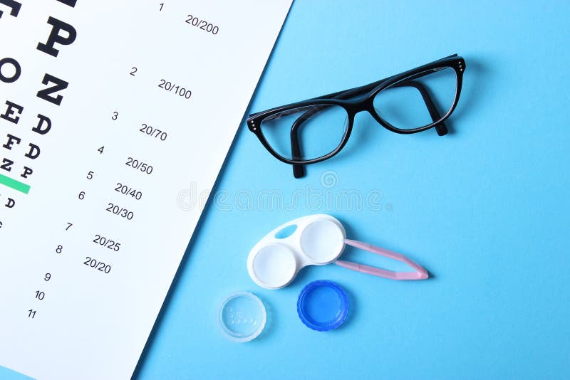 Table for Checking Vision, Glasses and Lenses for Correcting Vision ...