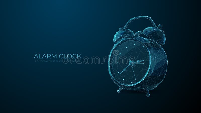 Table Clock with Alarm. Digital Polygon Vector on Dark Background ...