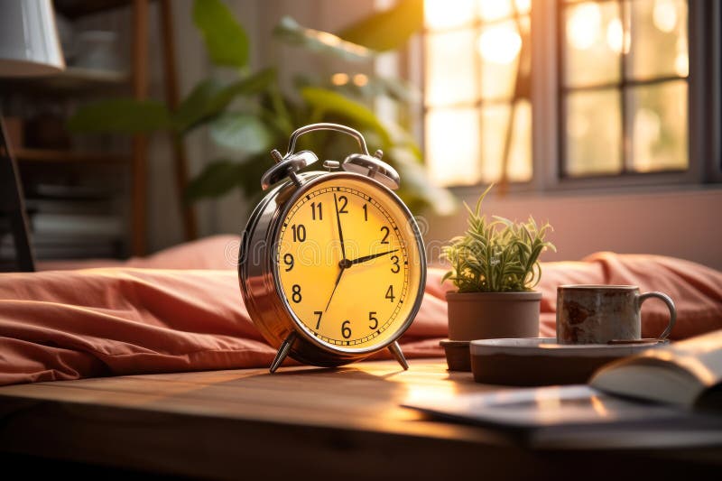 Table Clock, Morning Alarm Clock Generative Ai Stock Image - Image of ...