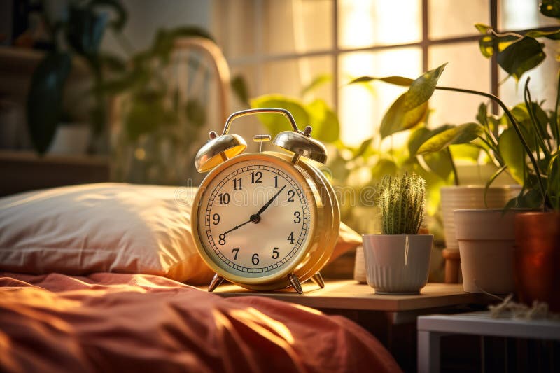 Table Clock, Morning Alarm Clock Generative Ai Stock Image - Image of ...