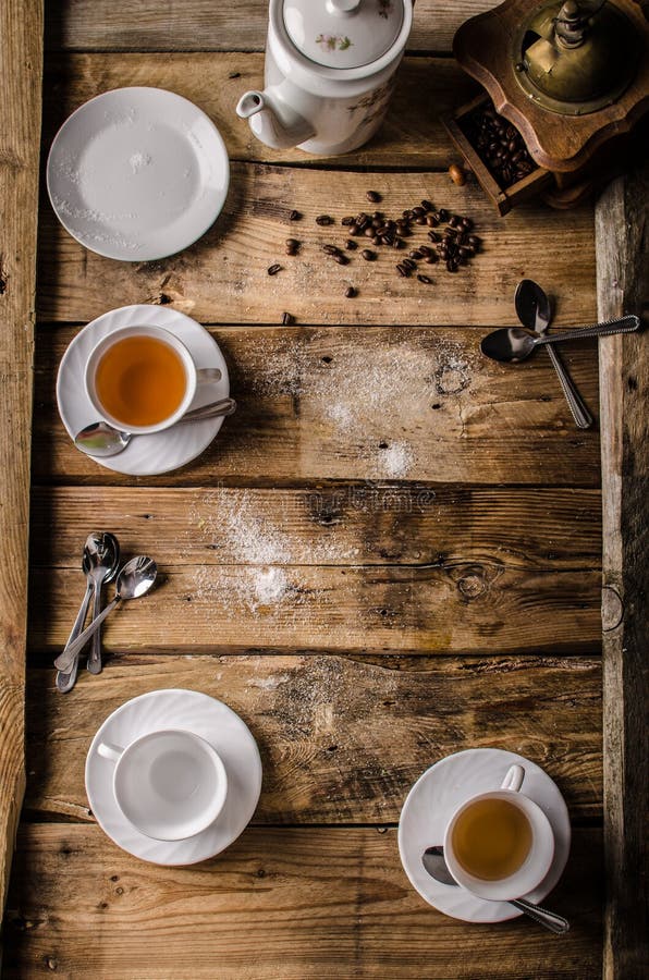 Table with coffee and tea stock image. Image of organic - 64821869