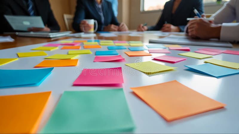 Table with Colorful Sticky Notes on it Stock Footage - Video of ...
